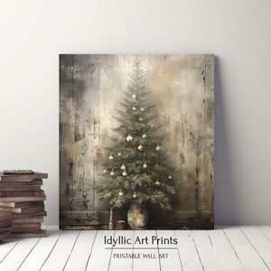 Christmas Tree Painting, Vintage Christmas Decor Printable Wall Art ...