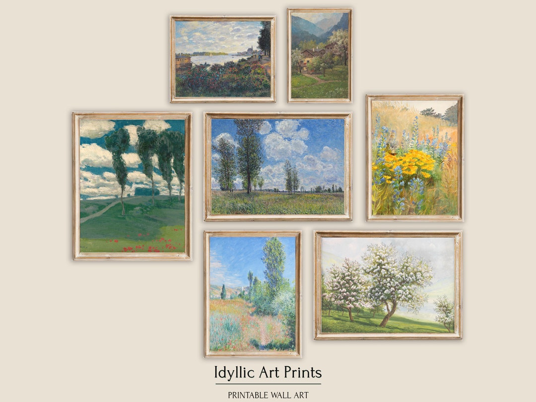 Vintage Spring Summer Landscape Wall Art Gallery Set of 7, Cottagecore ...