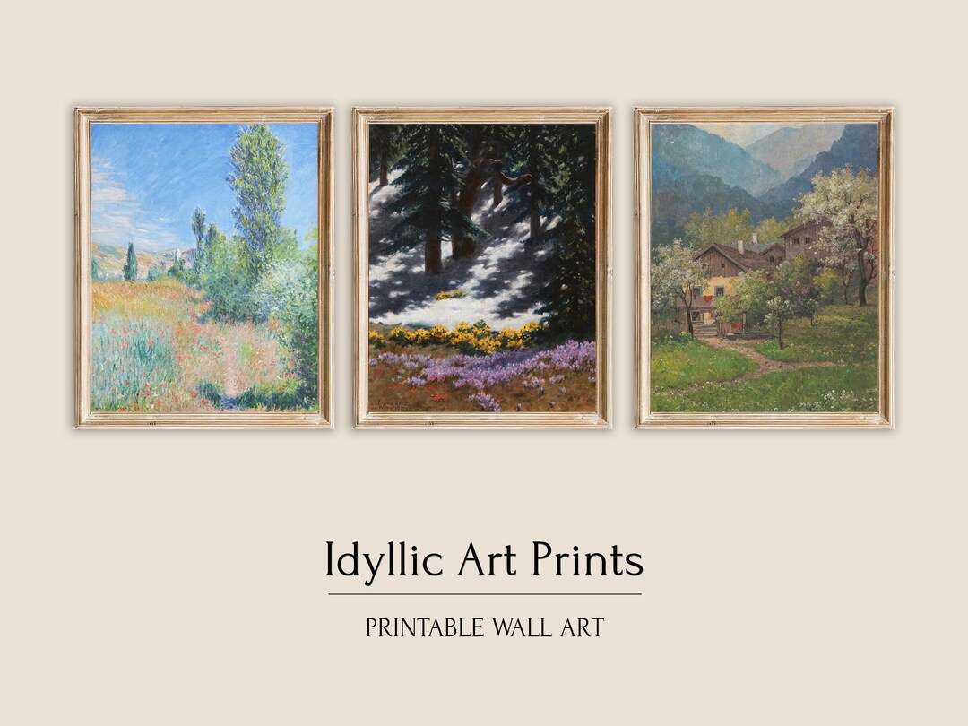 Vintage Spring Summer Landscape Wall Art Gallery Set of 3, Cottagecore ...