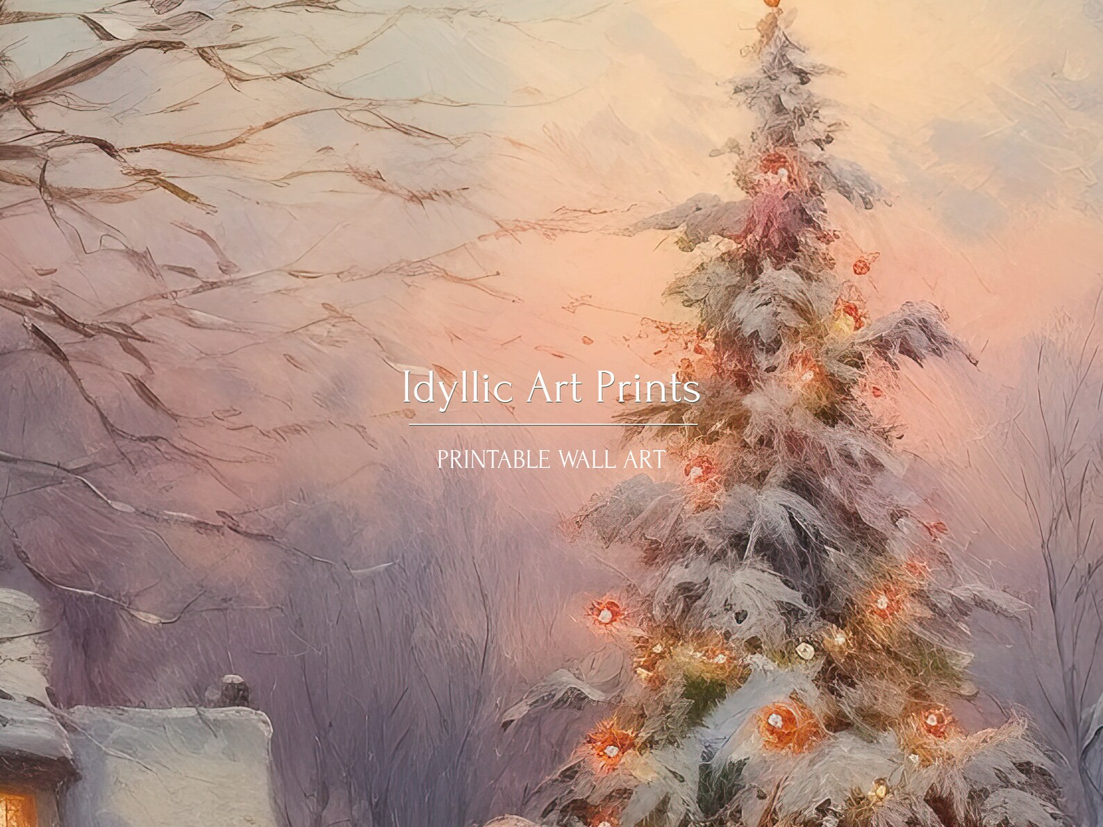 Christmas Tree Painting, Vintage Christmas Decor Printable Wall Art ...