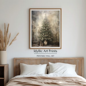 Christmas Tree Painting, Vintage Christmas Decor Printable Wall Art ...