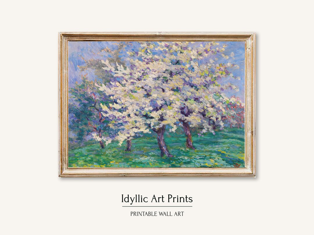 Vintage Landscape Wall Art, Farmhouse Printable Wall Art, Colorful ...