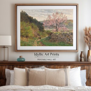 Vintage Landscape Wall Art, Farmhouse Printable Wall Art, Colorful ...