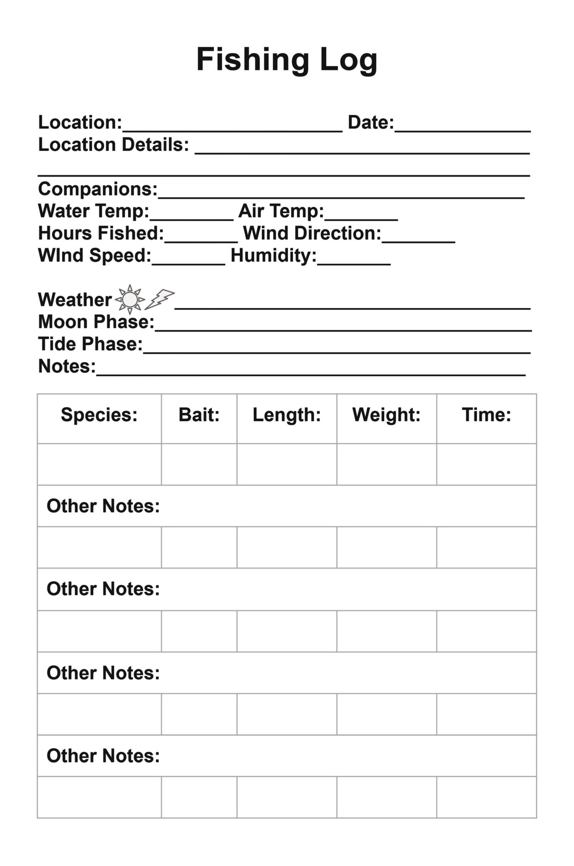 Fishing Catch Tracker - Etsy