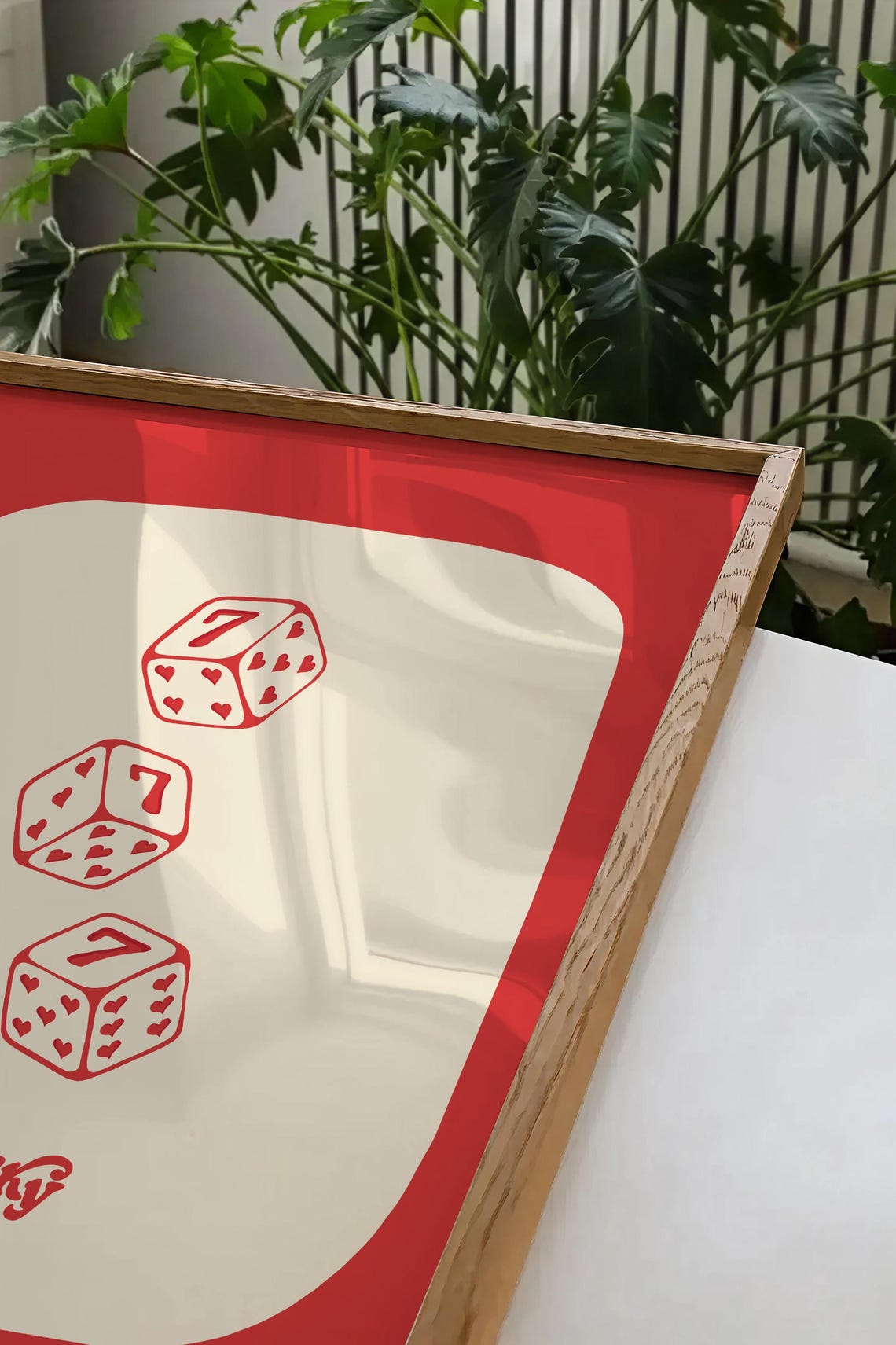 Lucky You Print Retro 777 Dice Poster Vintage Mid Century Quote Wall ...