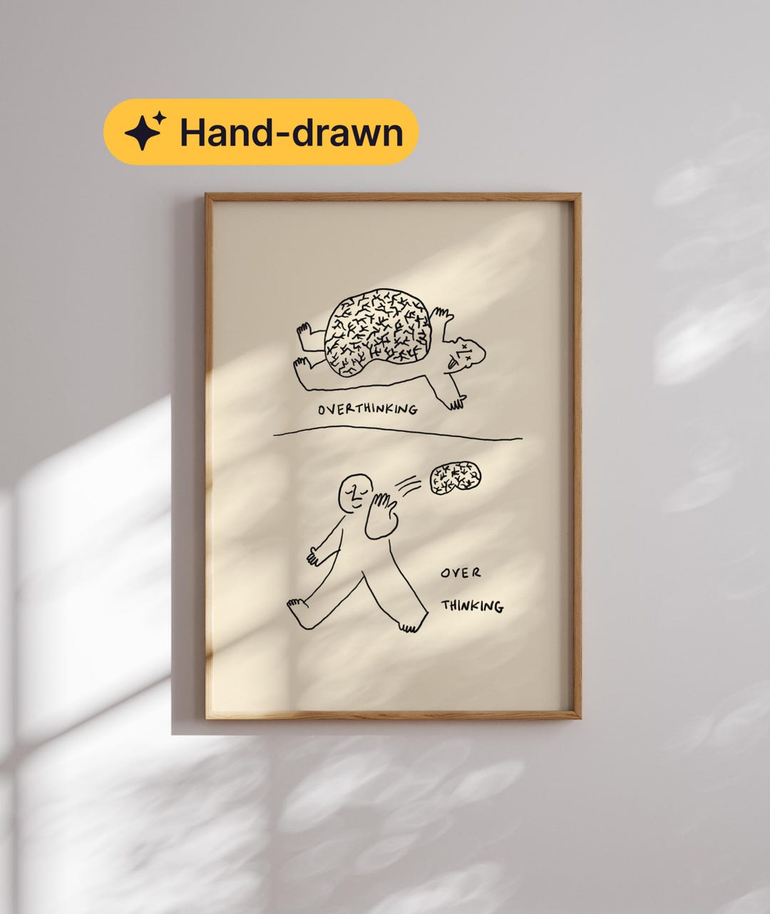 Overthinkers Hand-drawn Wall Art Creative Uplifting Quote Overthinking ...