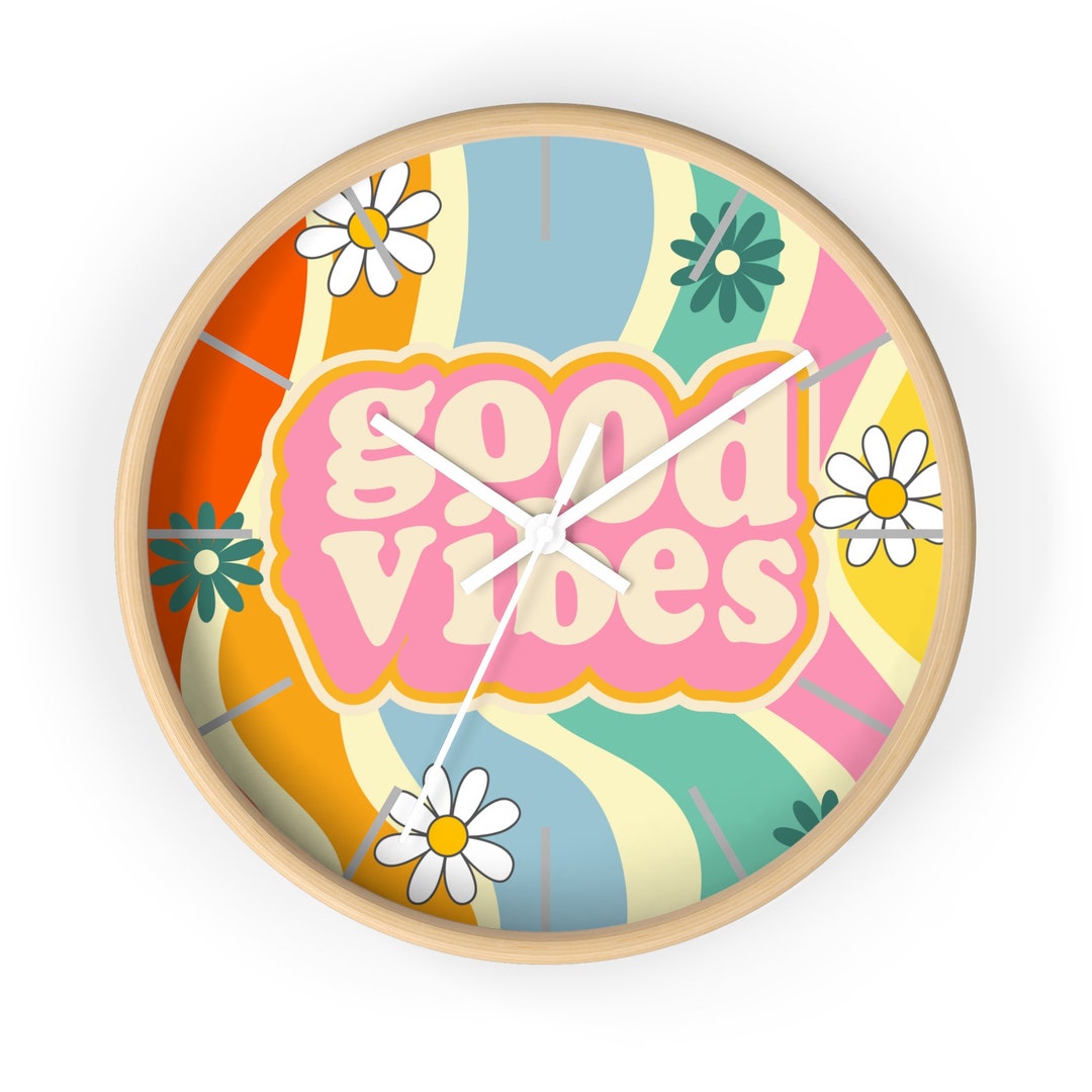 Retro 70's Good Vibes Wall Clock - Etsy