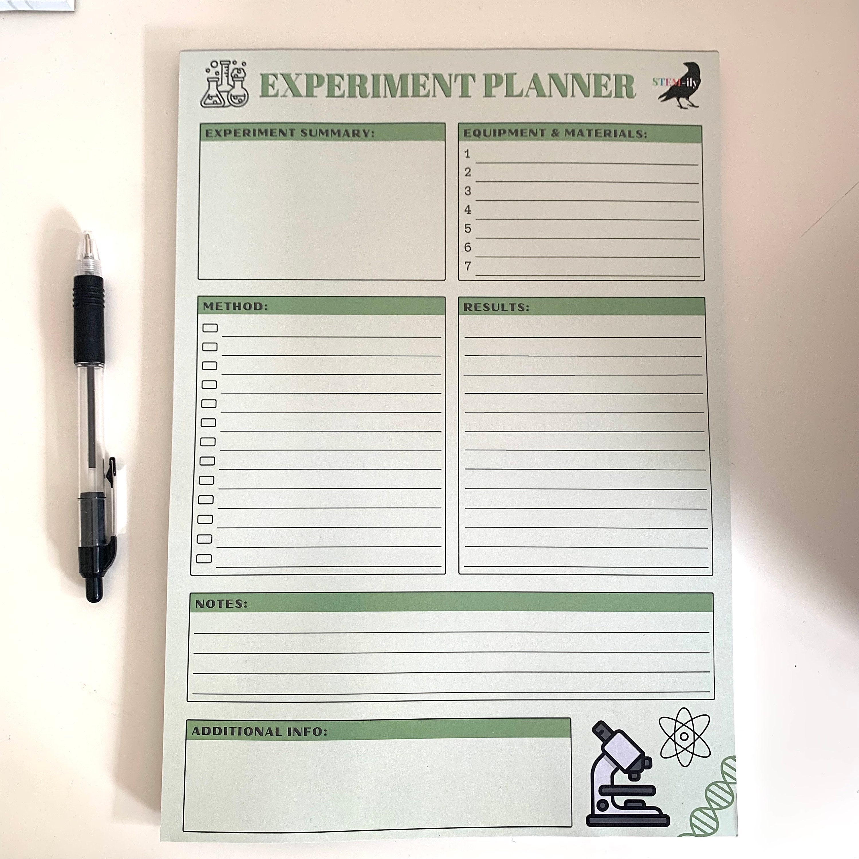 Green Science Experiment Planner Note Pad Notepad - Etsy