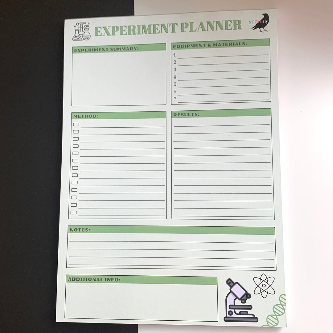 Green Science Experiment Planner Note Pad Notepad - Etsy