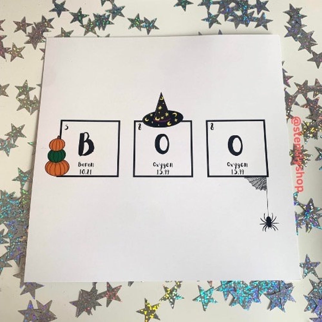BOO Spooky Chemistry Science Periodic Table Halloween Wall Art Print - Etsy