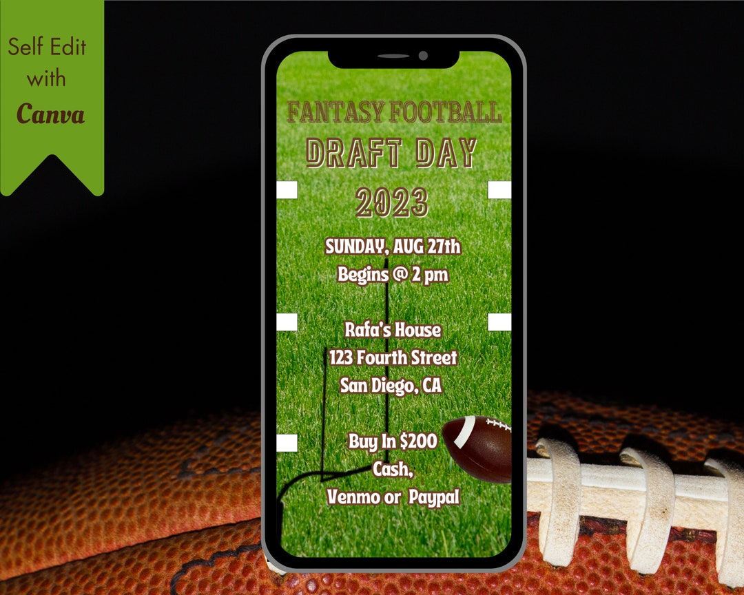 Digital Fantasy Football Party Invitation, Editable Template, Text SMS ...