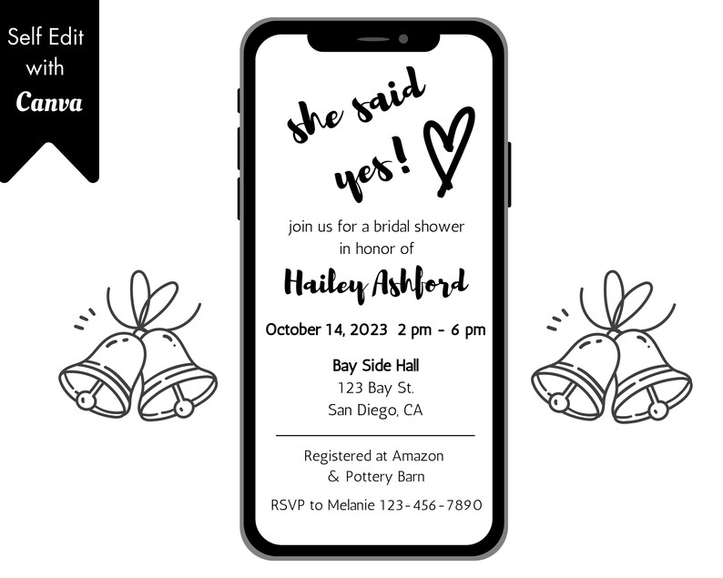 Digital Minimalist Bridal Shower Text Invite, Editable Bridal Shower ...