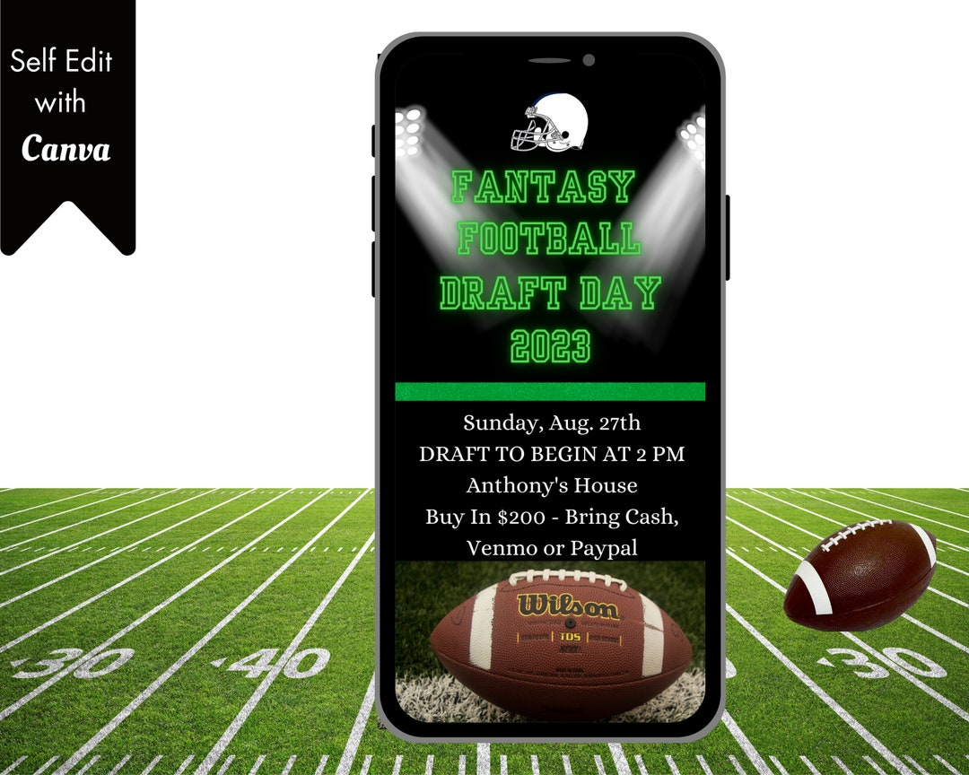 Digital Fantasy Football Draft Party Invitation, Editable 2023 Fantasy ...