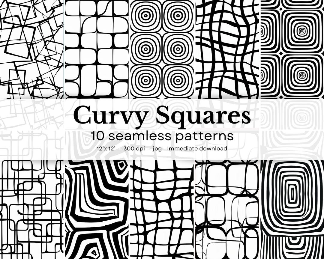 Curvy Squares - 10 Seamless Patterns. 12'x12', 300dpi - Seamless ...