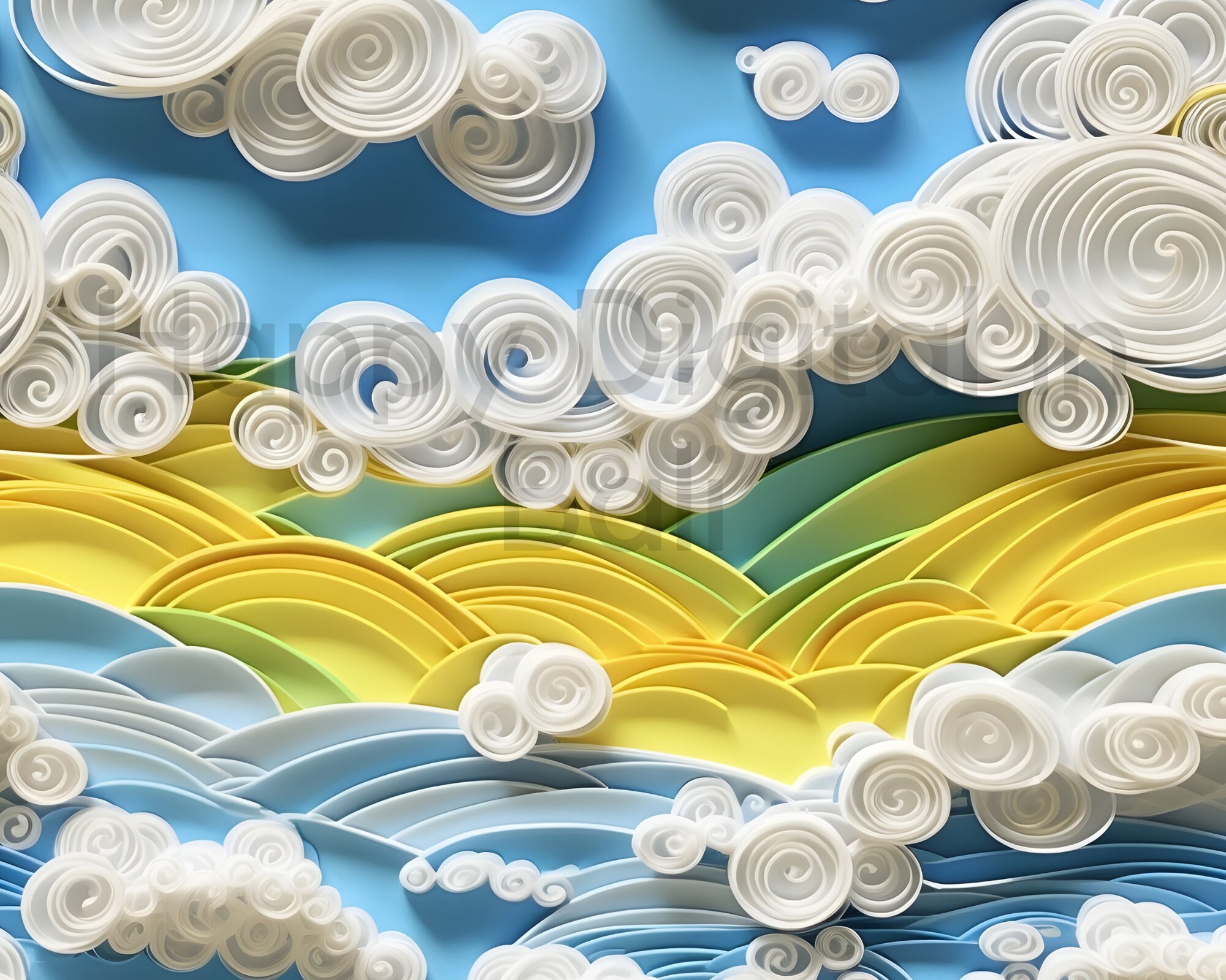 Quilled Clouds - 10 Seamless Patterns, 12'x12', 300dpi - Seamless ...