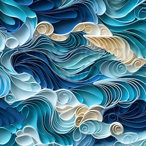Quilled Ocean Waves - 10 Seamless Patterns, 12'x12', 300dpi - Seamless ...