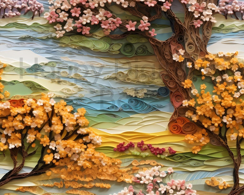 Quilled Landscapes - 10 Seamless Patterns, 12'x12', 300dpi - Seamless ...