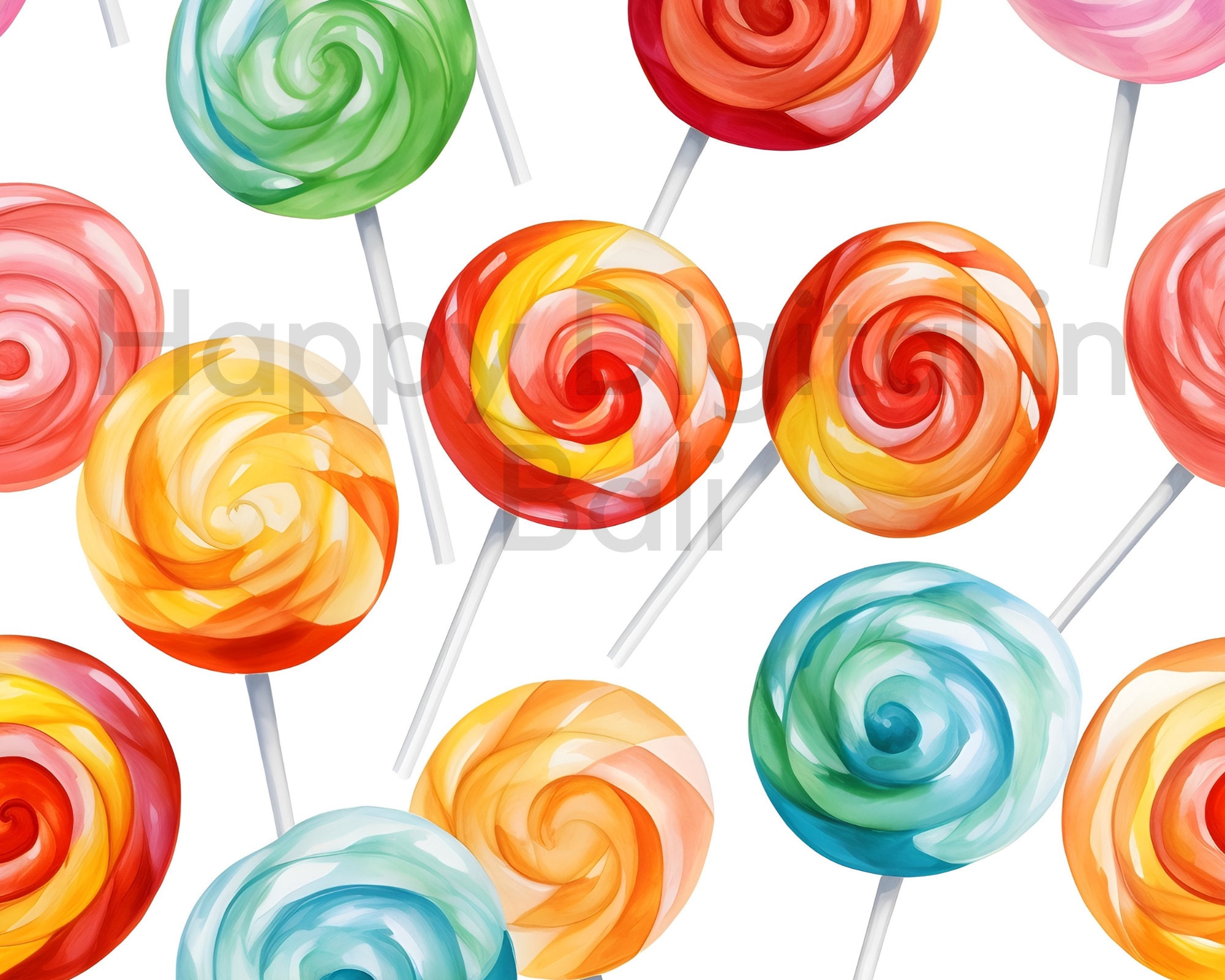 Watercolor Lollipops - 10 Seamless Patterns, 12'x12', 300dpi - Seamless ...