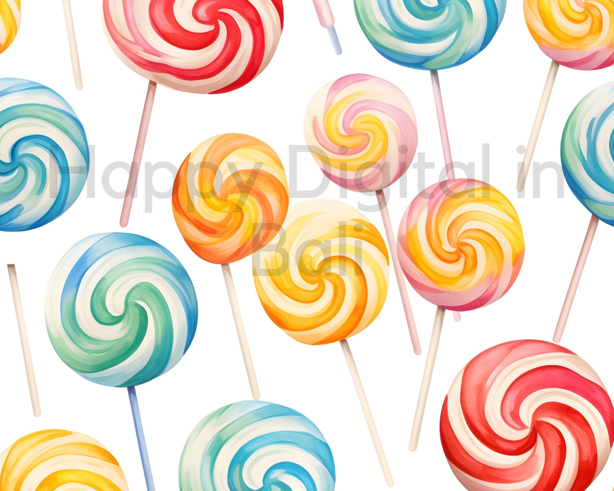 Watercolor Lollipops - 10 Seamless Patterns, 12'x12', 300dpi - Seamless ...