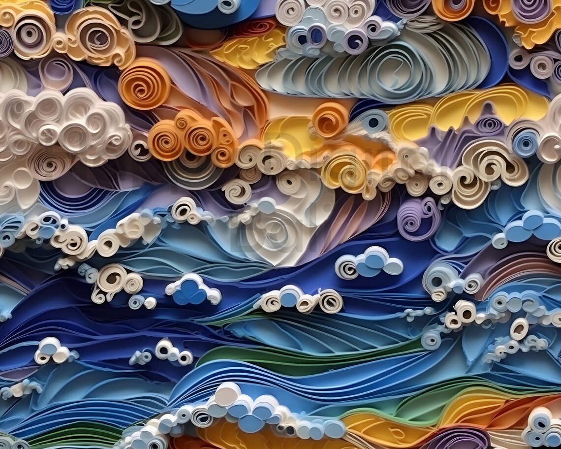 Quilled Clouds - 10 Seamless Patterns, 12'x12', 300dpi - Seamless ...
