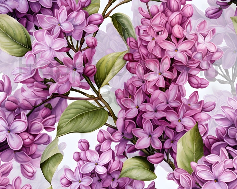 Watercolor Lilacs 10 Seamless Patterns, 12'x12', 300dpi Seamless ...