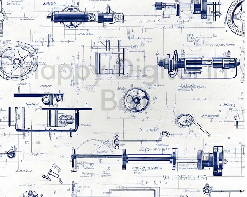Technical Blueprints - 10 Seamless Patterns. 12'x12', 300dpi - Seamless ...