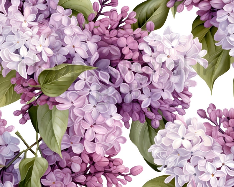 Watercolor Lilacs 10 Seamless Patterns, 12'x12', 300dpi Seamless ...