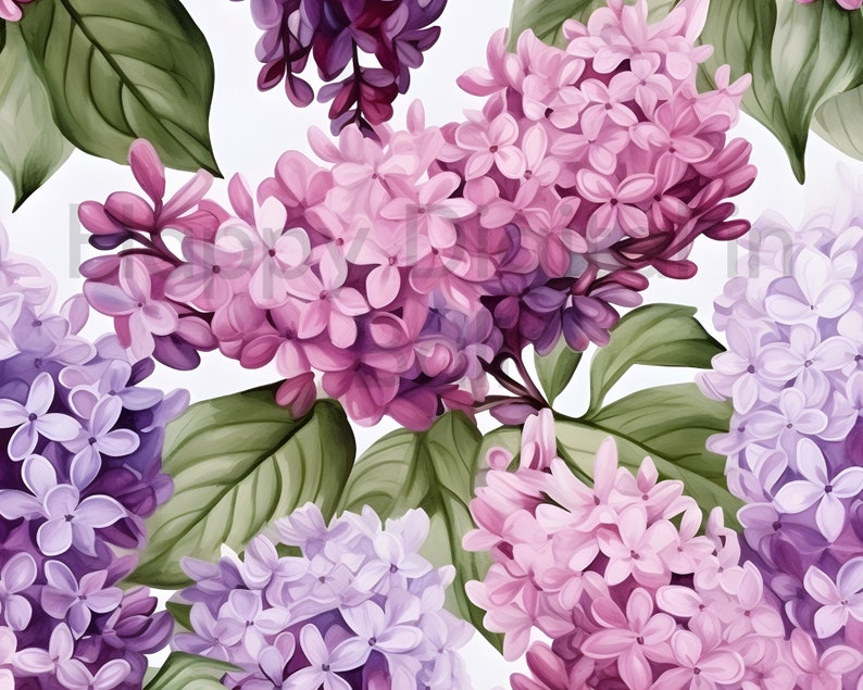 Watercolor Lilacs - 10 Seamless Patterns, 12'x12', 300dpi - Seamless ...