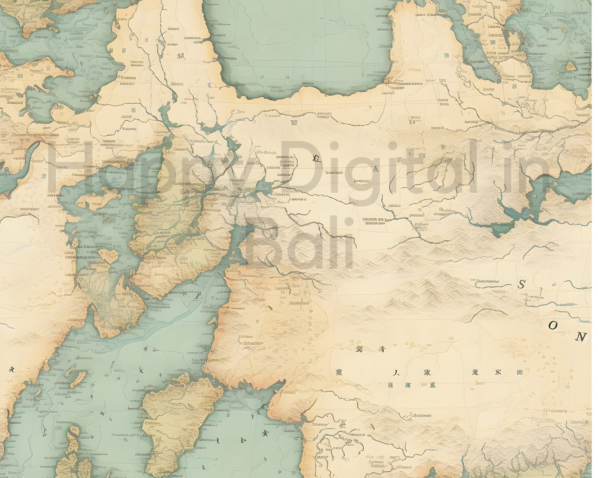 Vintage Fantasy Maps - 10 Seamless Patterns. 12'x12', 300dpi - Seamless ...