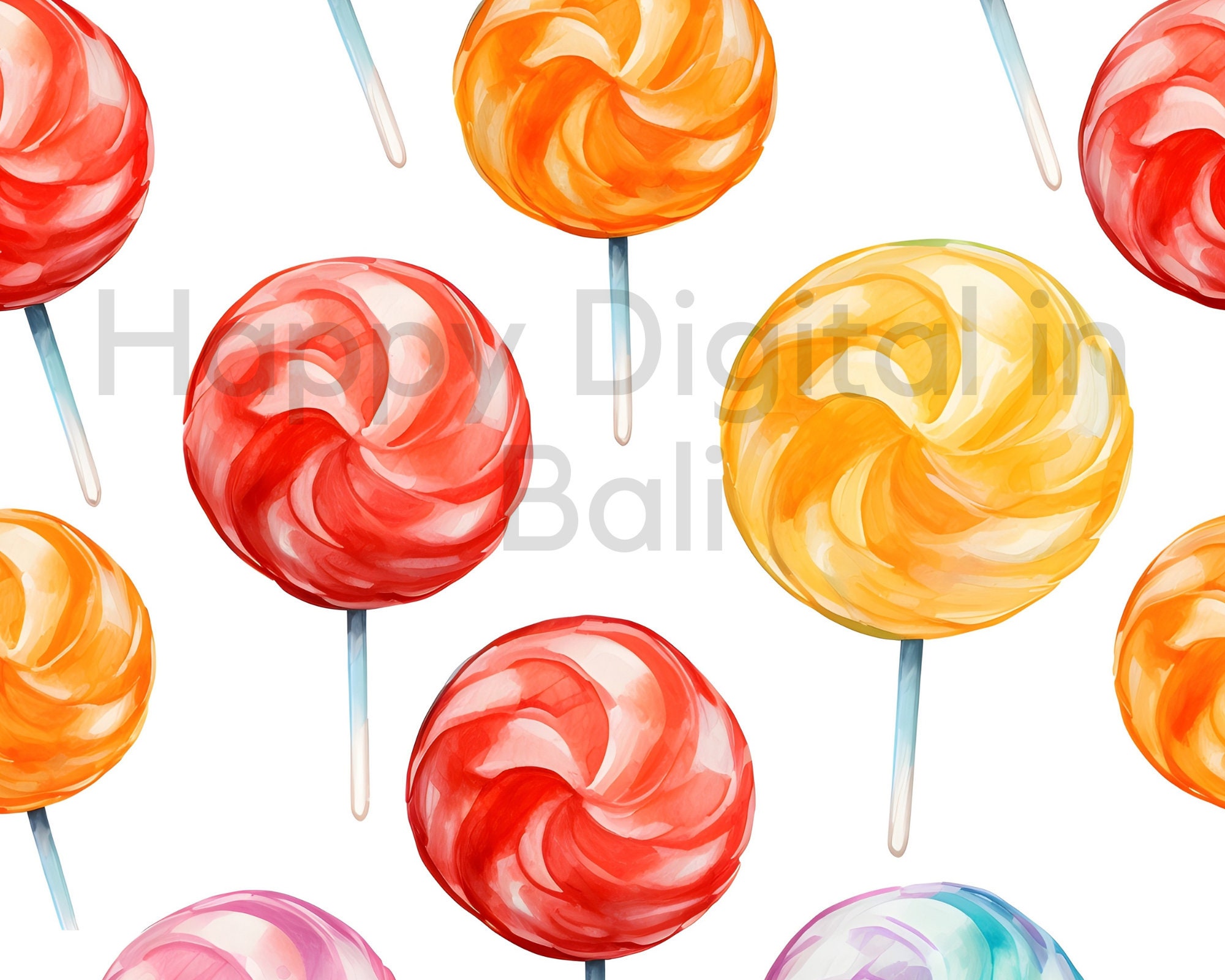 Watercolor Lollipops - 10 Seamless Patterns, 12'x12', 300dpi - Seamless ...