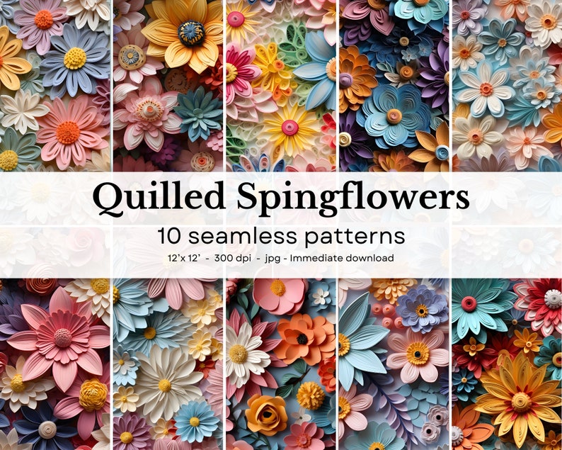 Quilled Paper Art Megabundle - 110 Seamless Patterns, 12'x12', 300dpi ...
