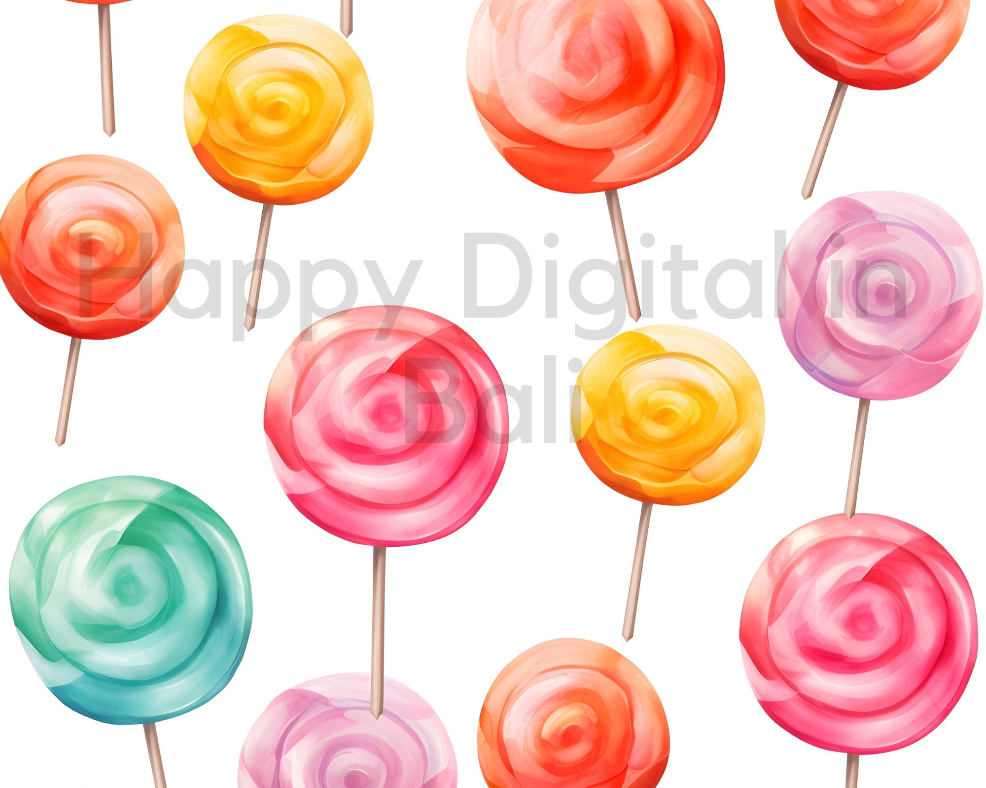 Watercolor Lollipops - 10 Seamless Patterns, 12'x12', 300dpi - Seamless ...