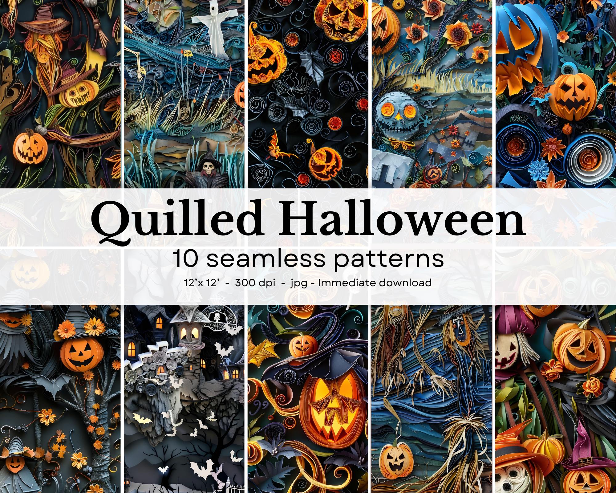 Quilled Halloween - 10 Seamless Patterns, 12'x12', 300dpi - Seamless ...