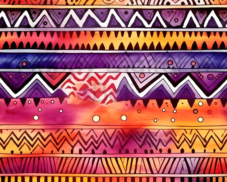 Aztec Vibes - 10 Watercolor Seamless Patterns, 12'x12', 300dpi ...