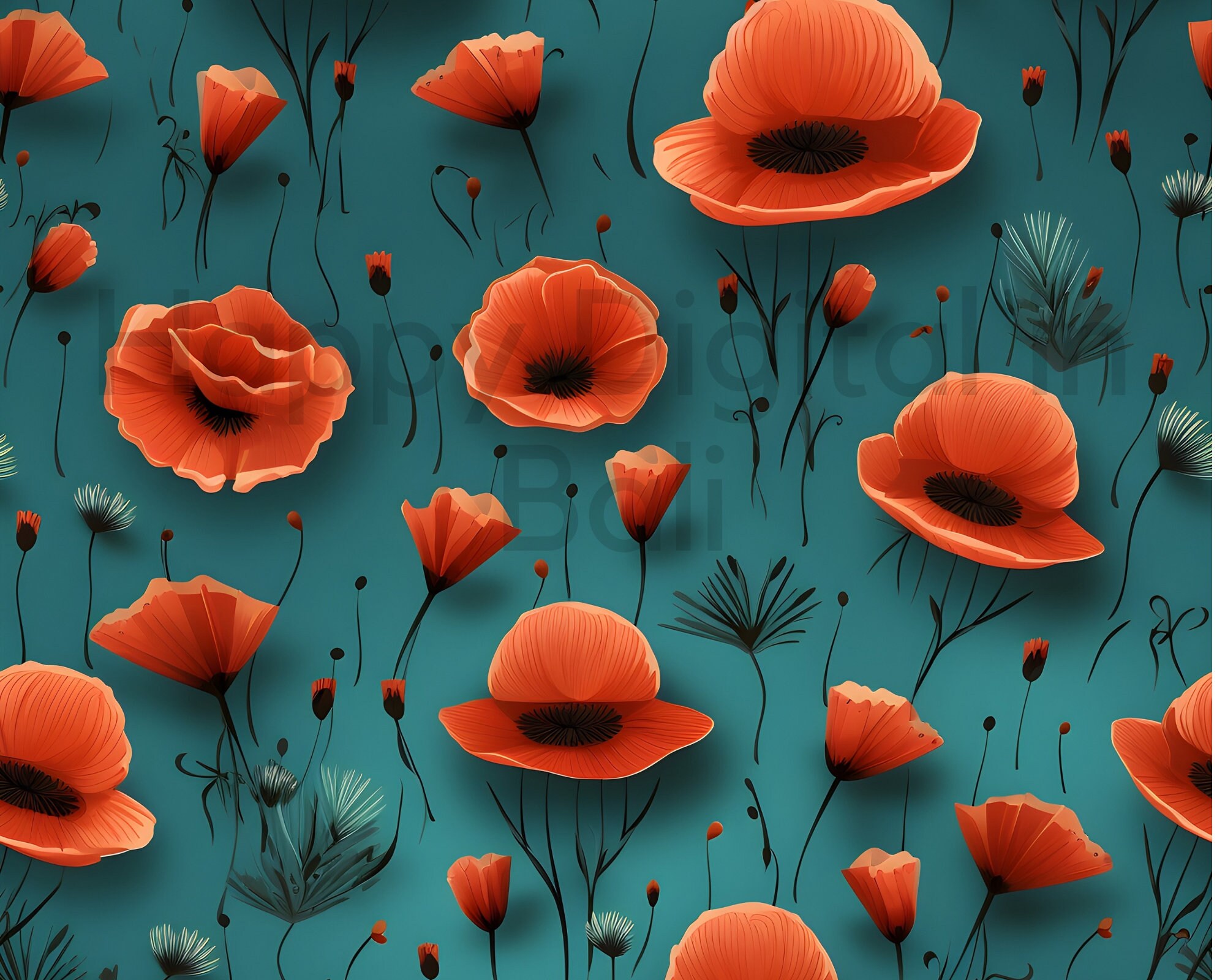 Flowers Inspired by Magritte 10 Seamless Patterns, 12'x12', 300dpi ...