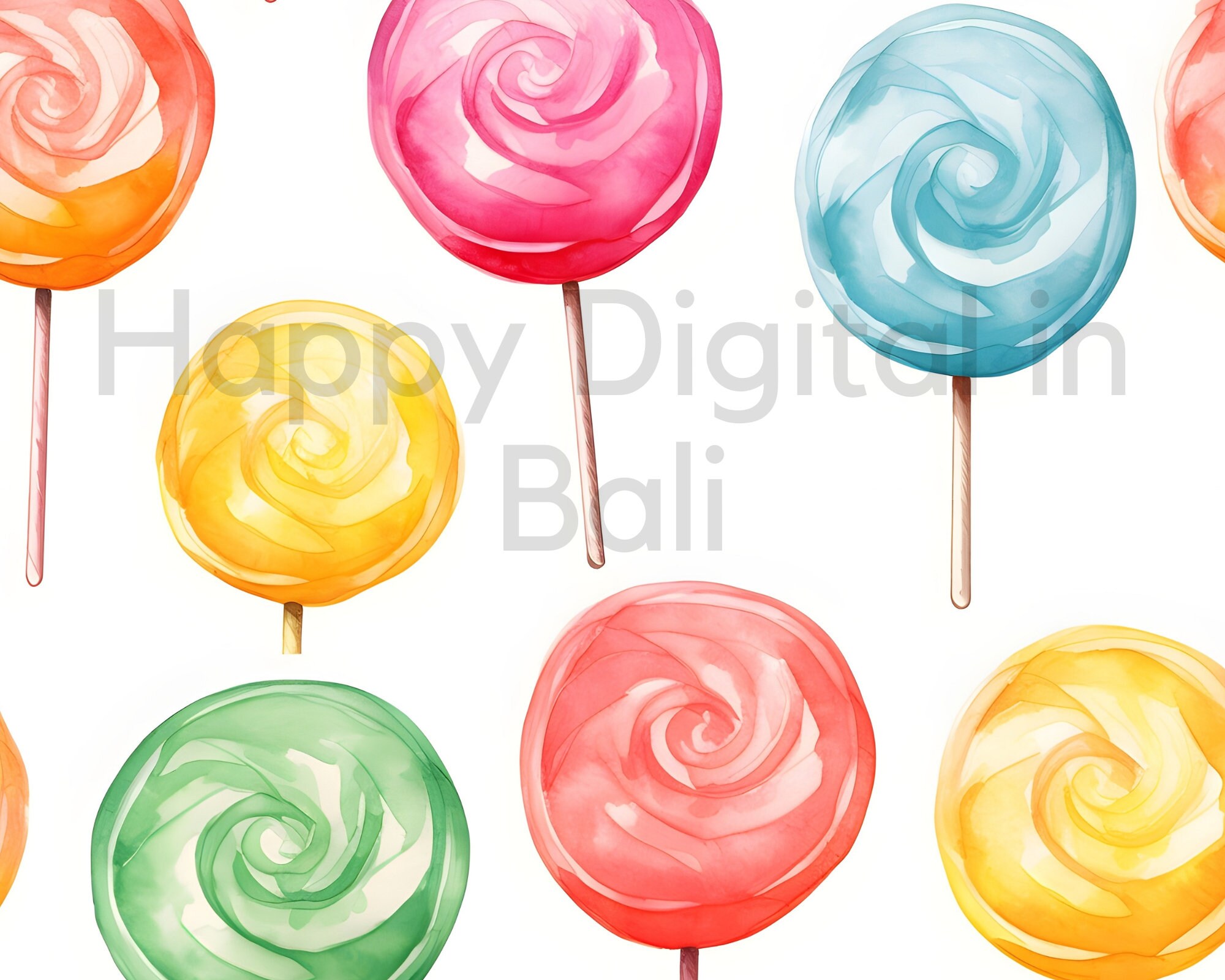 Watercolor Lollipops - 10 Seamless Patterns, 12'x12', 300dpi - Seamless ...