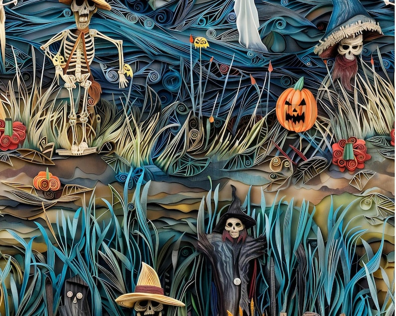 Quilled Halloween - 10 Seamless Patterns, 12'x12', 300dpi - Seamless ...