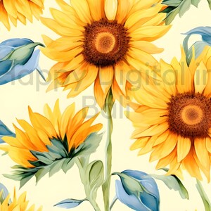 Watercolor Sunflowers - 10 Seamless Patterns, 12'x12', 300dpi ...