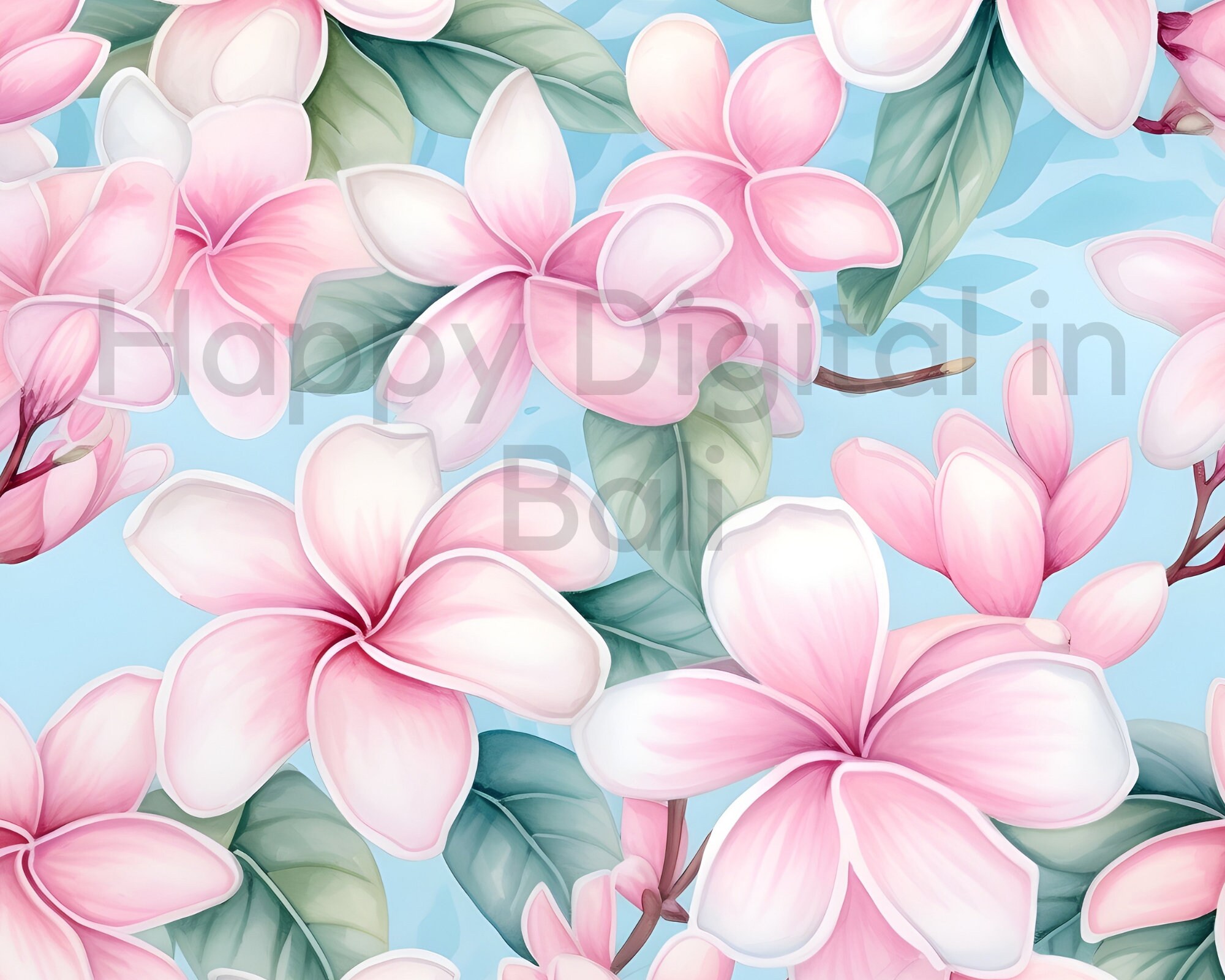 Watercolor Frangipani - 10 Seamless Patterns, 12'x12', 300dpi ...