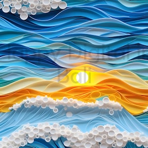 Quilled Ocean Waves - 10 Seamless Patterns, 12'x12', 300dpi - Seamless ...