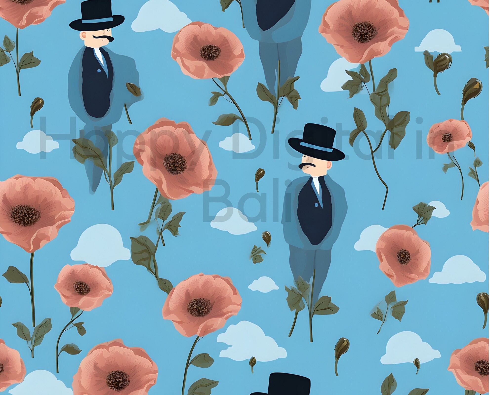 Flowers Inspired by Magritte 10 Seamless Patterns, 12'x12', 300dpi ...