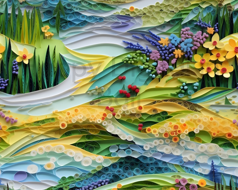 Quilled Landscapes - 10 Seamless Patterns, 12'x12', 300dpi - Seamless ...