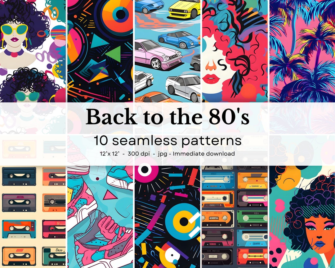 Back to the 80's - 10 Seamless Patterns, 12'x12', 300dpi - Seamless ...