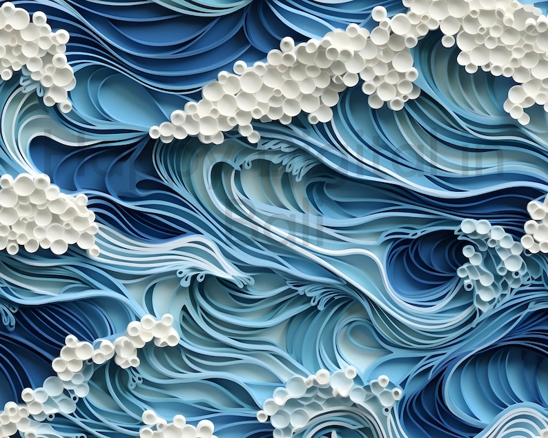 Quilled Ocean Waves - 10 Seamless Patterns, 12'x12', 300dpi - Seamless ...