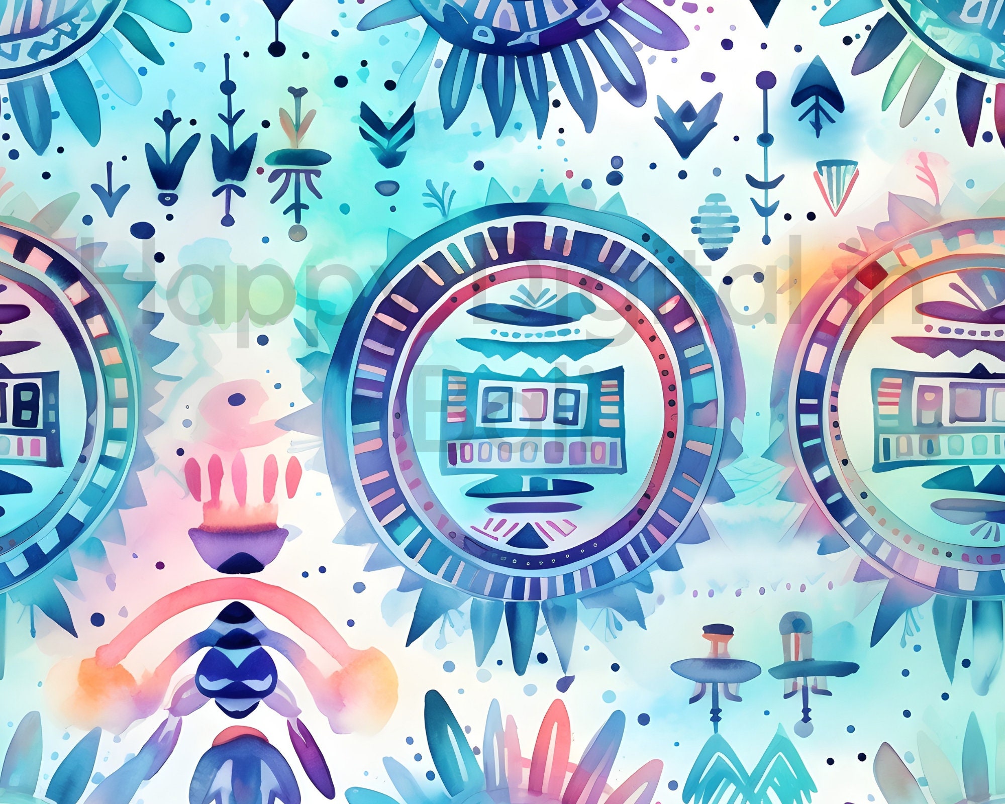 Aztec Vibes - 10 Watercolor Seamless Patterns, 12'x12', 300dpi ...