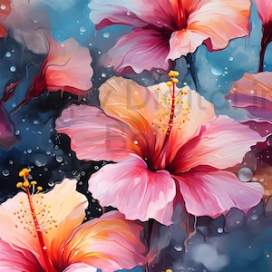 Watercolor Hibiscus - 10 Seamless Patterns, 12'x12', 300dpi - Seamless ...