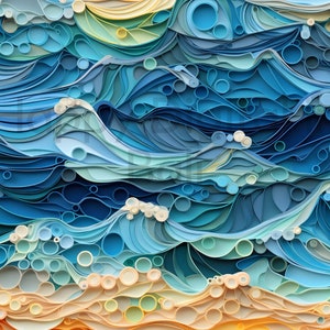 Quilled Ocean Waves - 10 Seamless Patterns, 12'x12', 300dpi - Seamless ...