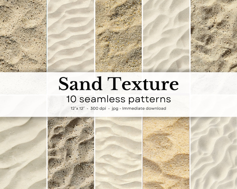 Sand Texture - 10 Seamless Patterns, 12'x12', 300dpi - Seamless Digital ...