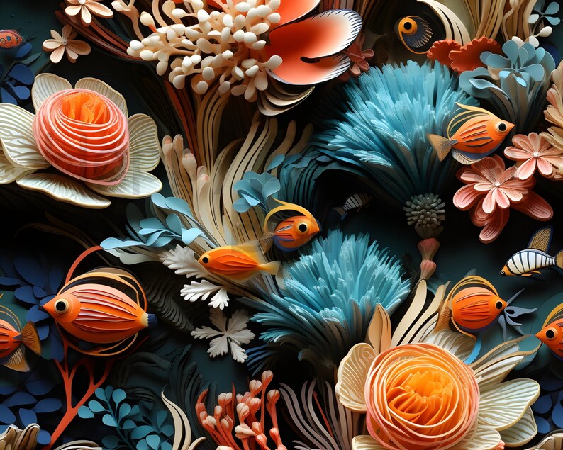 Quilled Ocean Life - 10 Seamless Patterns, 12'x12', 300dpi - Seamless ...
