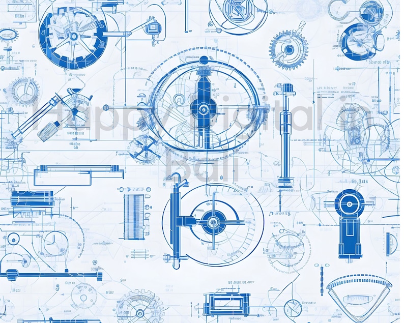 Technical Blueprints 10 Seamless Patterns. 12'x12', 300dpi Seamless ...